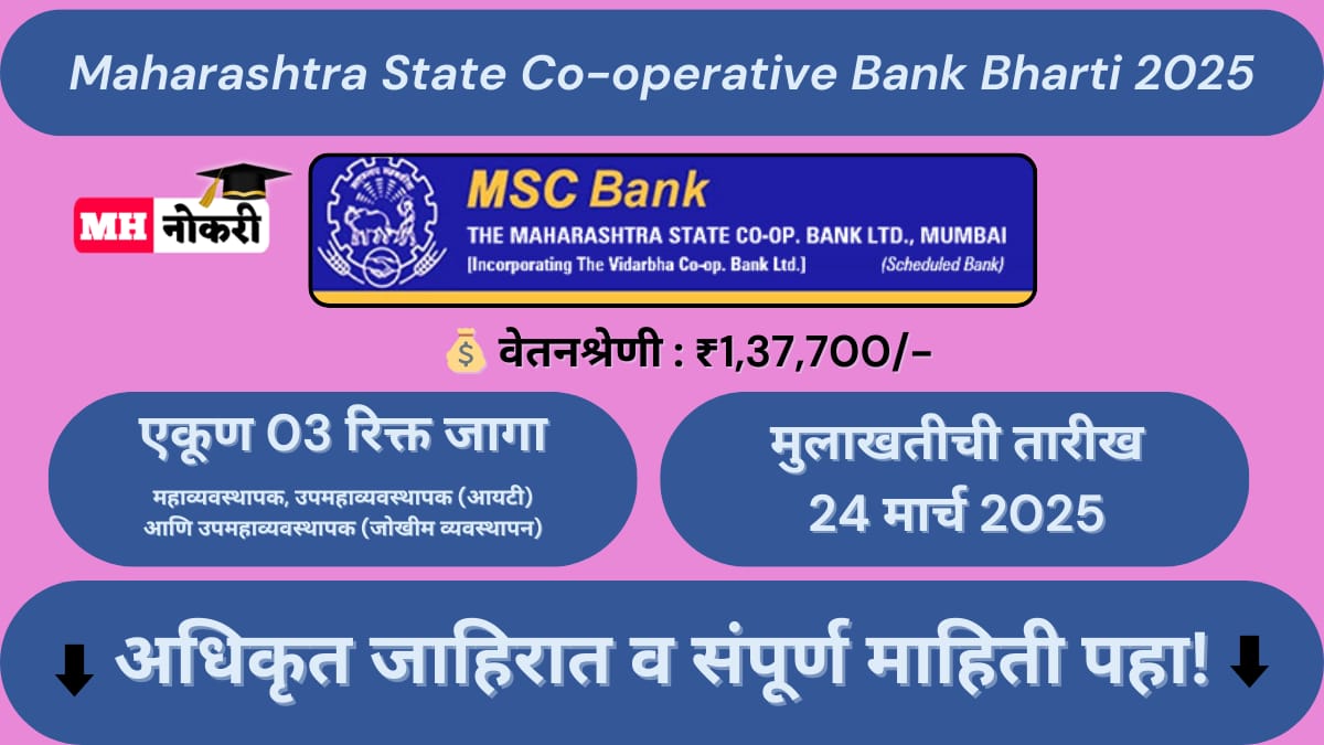 Maharashtra State Co-operative Bank Bharti 2025